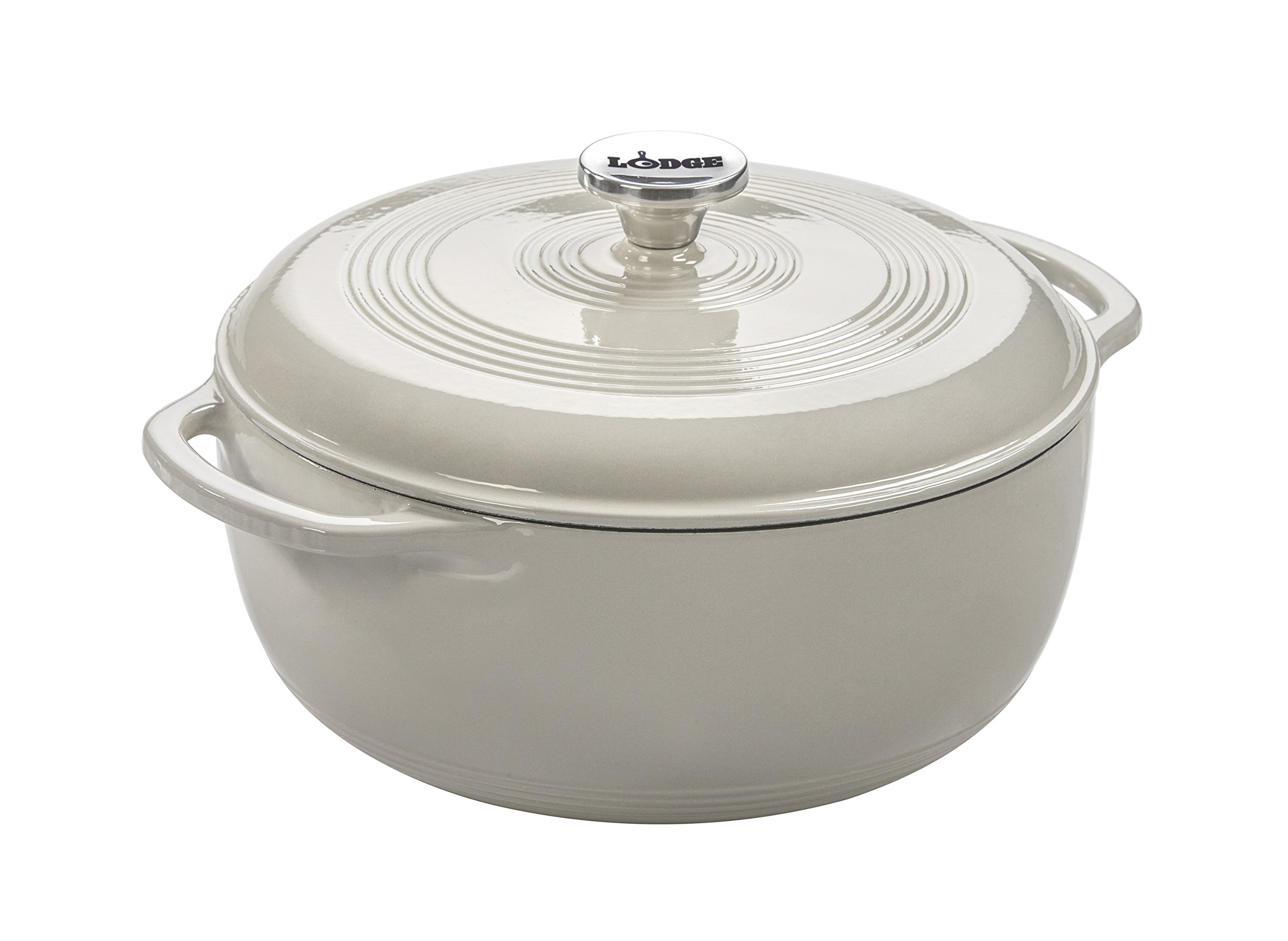 Lodge Enameled Cast Iron Casserole With Steel Knob and Loop Handles, 3.6 Quart, Oyster White & 6 Quart Enameled Cast Iron Dutch Oven. White Enamel Dutch Oven (Oyster White)