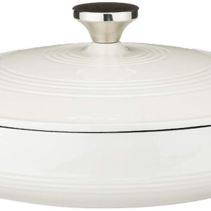 Lodge Enameled Cast Iron Casserole With Steel Knob and Loop Handles, 3.6 Quart, Oyster White & 6 Quart Enameled Cast Iron Dutch Oven. White Enamel Dutch Oven (Oyster White)