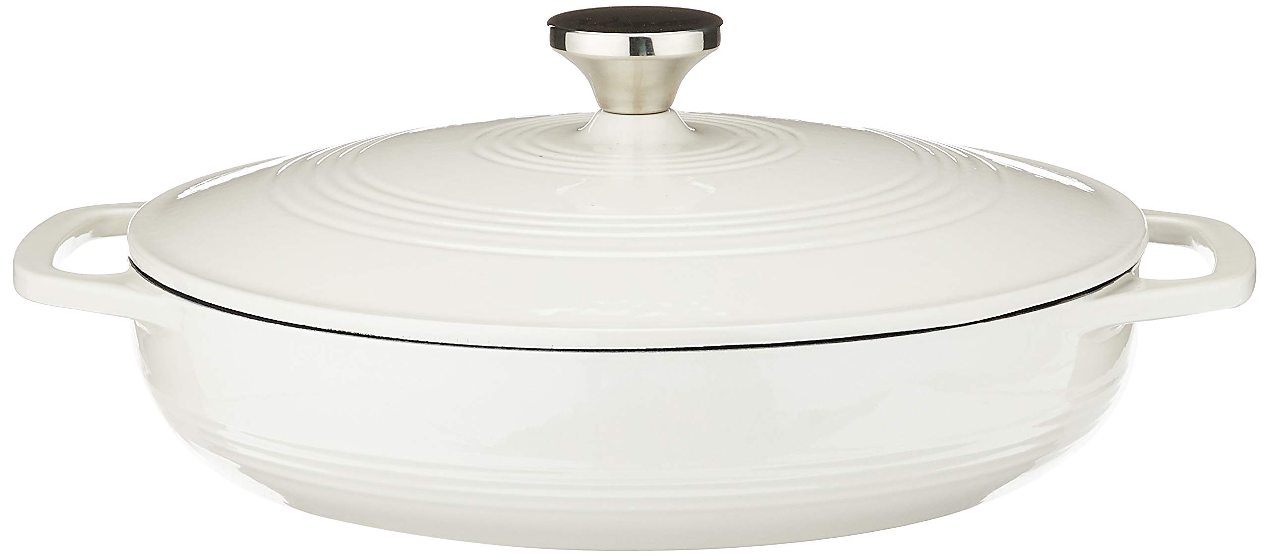 Lodge Enameled Cast Iron Casserole With Steel Knob and Loop Handles, 3.6 Quart, Oyster White & 6 Quart Enameled Cast Iron Dutch Oven. White Enamel Dutch Oven (Oyster White)