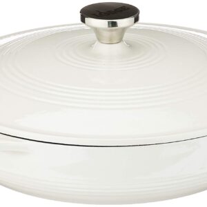 Lodge Enameled Cast Iron Casserole With Steel Knob and Loop Handles, 3.6 Quart, Oyster White & 6 Quart Enameled Cast Iron Dutch Oven. White Enamel Dutch Oven (Oyster White)