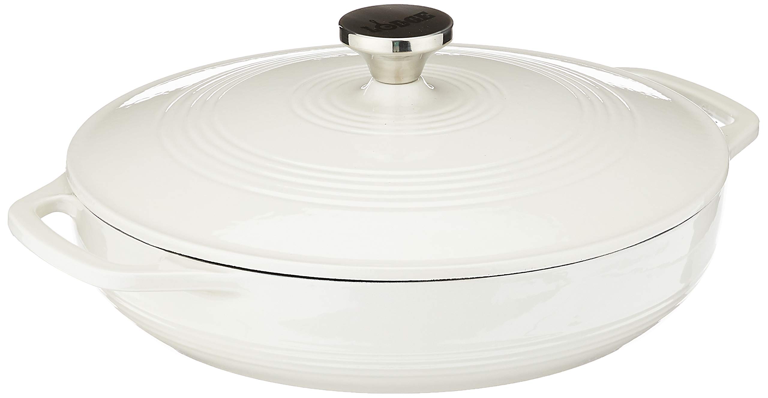 Lodge Enameled Cast Iron Casserole With Steel Knob and Loop Handles, 3.6 Quart, Oyster White & 6 Quart Enameled Cast Iron Dutch Oven. White Enamel Dutch Oven (Oyster White)