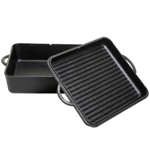 camp chef square dutch oven, true seasoned finish cast iron, 13" dutch oven