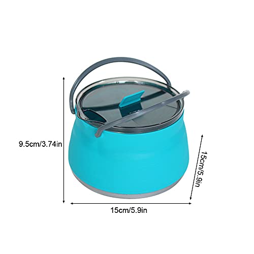 Folding Saucepan, Camp Cookware Hiking Silicone Folding Saucepan Water Kettle With Lid Cookware Travel Camping Pot(Blue)