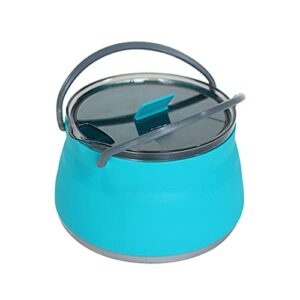 Folding Saucepan, Camp Cookware Hiking Silicone Folding Saucepan Water Kettle With Lid Cookware Travel Camping Pot(Blue)