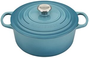 le creuset signature enameled cast iron round dutch oven, 5.5qt., caribbean