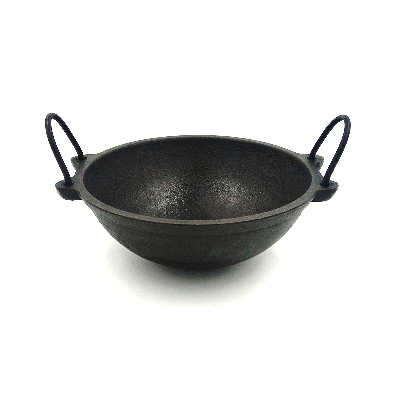 TAZBI Pre-Seasoned Small Cast Iron Kadai 8 Inch (Ready to Use-Hand Seasoned by Village Ladies Using Oil), Black