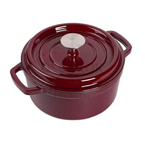 ollakok 2.5 qt enameled cast iron dutch oven with lid dual handles heavy cast iron pot (wine red)