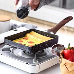 ruibolu tamagoyaki egg pan/japanese omelette pan/square egg frying pan/non-stick omelette pan/egg roll pan, 6"x 8"rectangle frying pan,stay cool wood handle tamago pan (black)