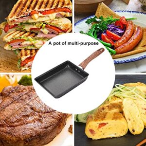 RUIBOLU Tamagoyaki Egg Pan/Japanese Omelette Pan/Square Egg Frying Pan/Non-stick Omelette Pan/Egg Roll Pan, 6"x 8"Rectangle Frying Pan,Stay Cool Wood Handle Tamago Pan (BLACK)