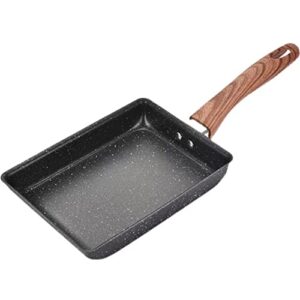 RUIBOLU Tamagoyaki Egg Pan/Japanese Omelette Pan/Square Egg Frying Pan/Non-stick Omelette Pan/Egg Roll Pan, 6"x 8"Rectangle Frying Pan,Stay Cool Wood Handle Tamago Pan (BLACK)