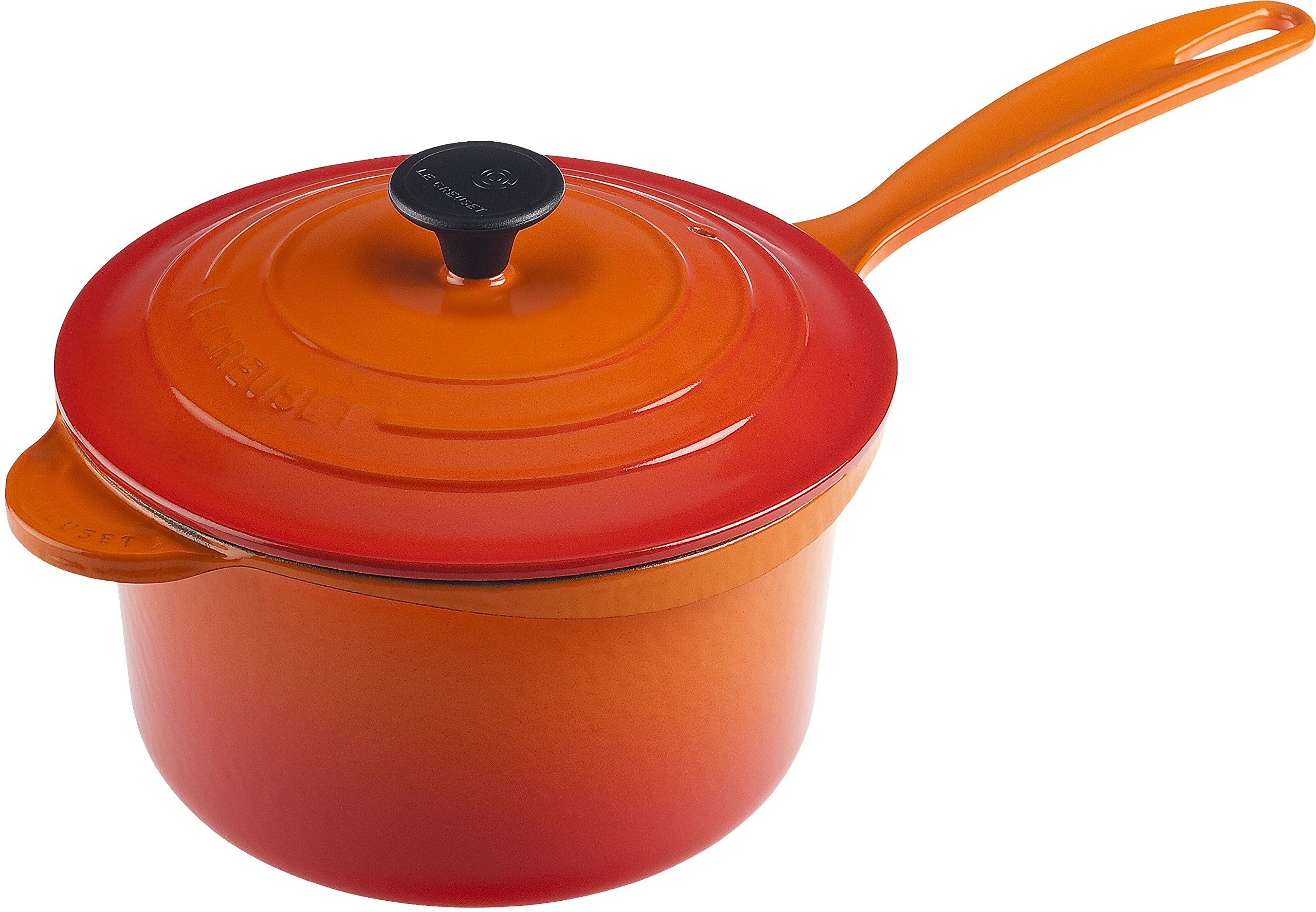 Le Creuset Enameled Cast-Iron 1-1/4-Quart Iron Handle Precision Pour Saucepan, Flame