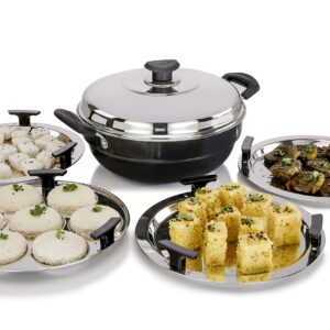 Vinod Multi Kadhai (Hard Anodized) - Idli Maker, Dhokla Maker, 26 cm Kadai