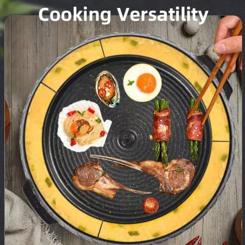 MILANGE Korean BBQ Grill Pan 14.17" Non-stick Medical Stone Coating Surface Barbecue Grill plate Smokeless Stovetop Scratch-Resistant Multi Pan for Indoor and Outdoor Use