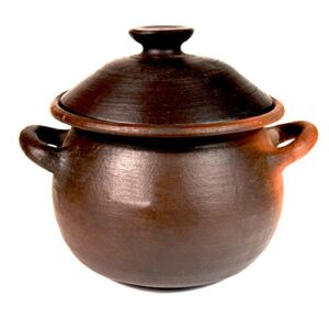 ancient cookware® pomaireware™ clay round pot, large, 6 quart brown