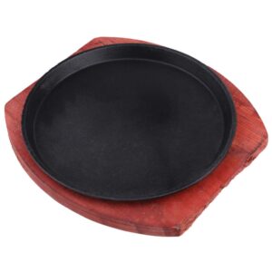 fajita plate cast iron fajita pan with wooden tray sizzling japanese steak plate for home restaurant