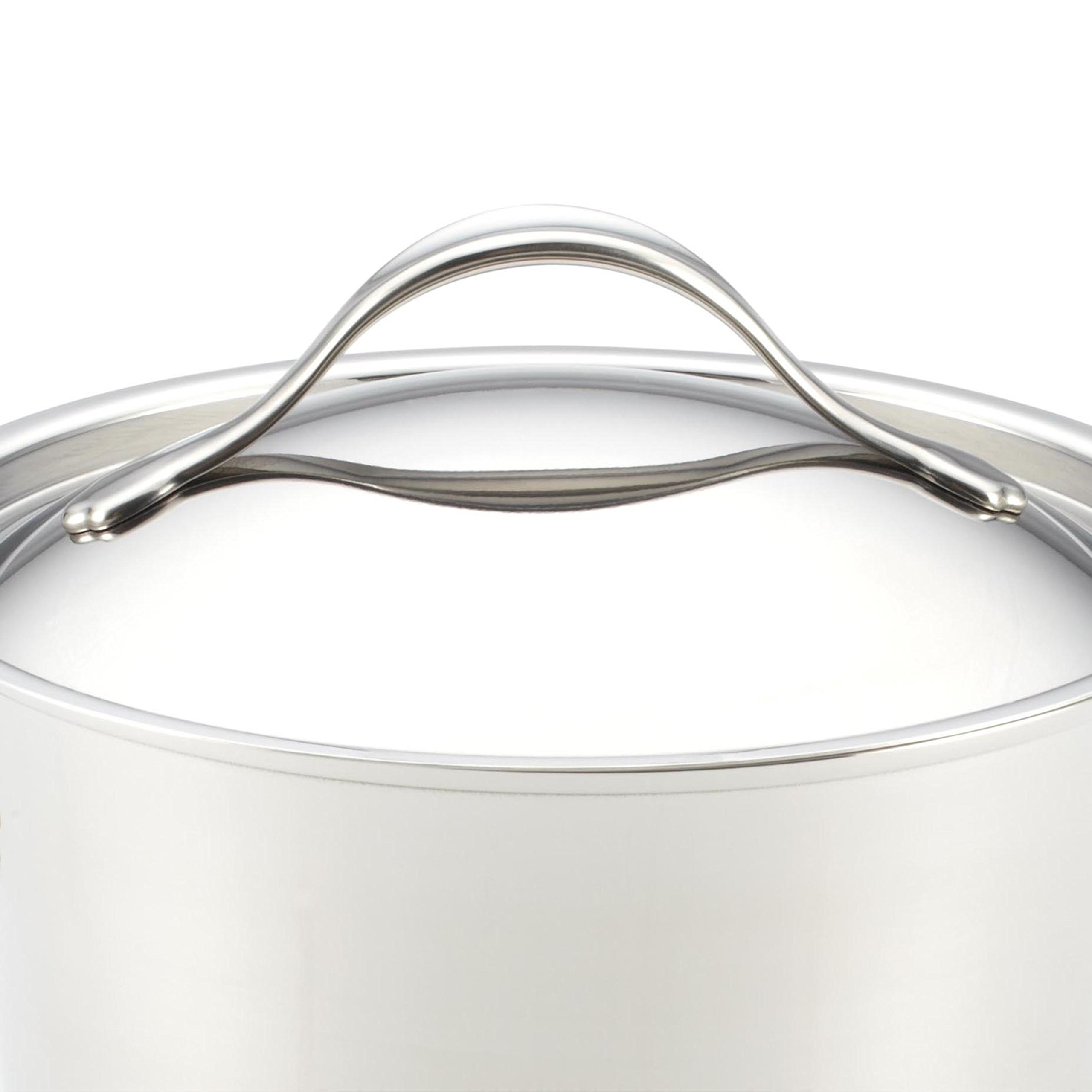 Anolon Nouvelle Stainless Steel Sauce Pan/Saucepan with Lid, 3.5 Quart, Silver