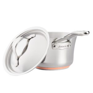 Anolon Nouvelle Stainless Steel Sauce Pan/Saucepan with Lid, 3.5 Quart, Silver