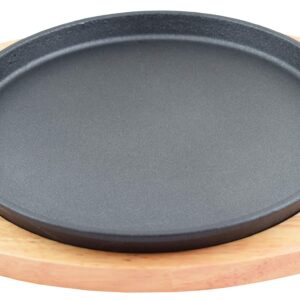 Sunrise Kitchen Supply Round Cast Iron Set with Rubber Wood Underliner (8.5")