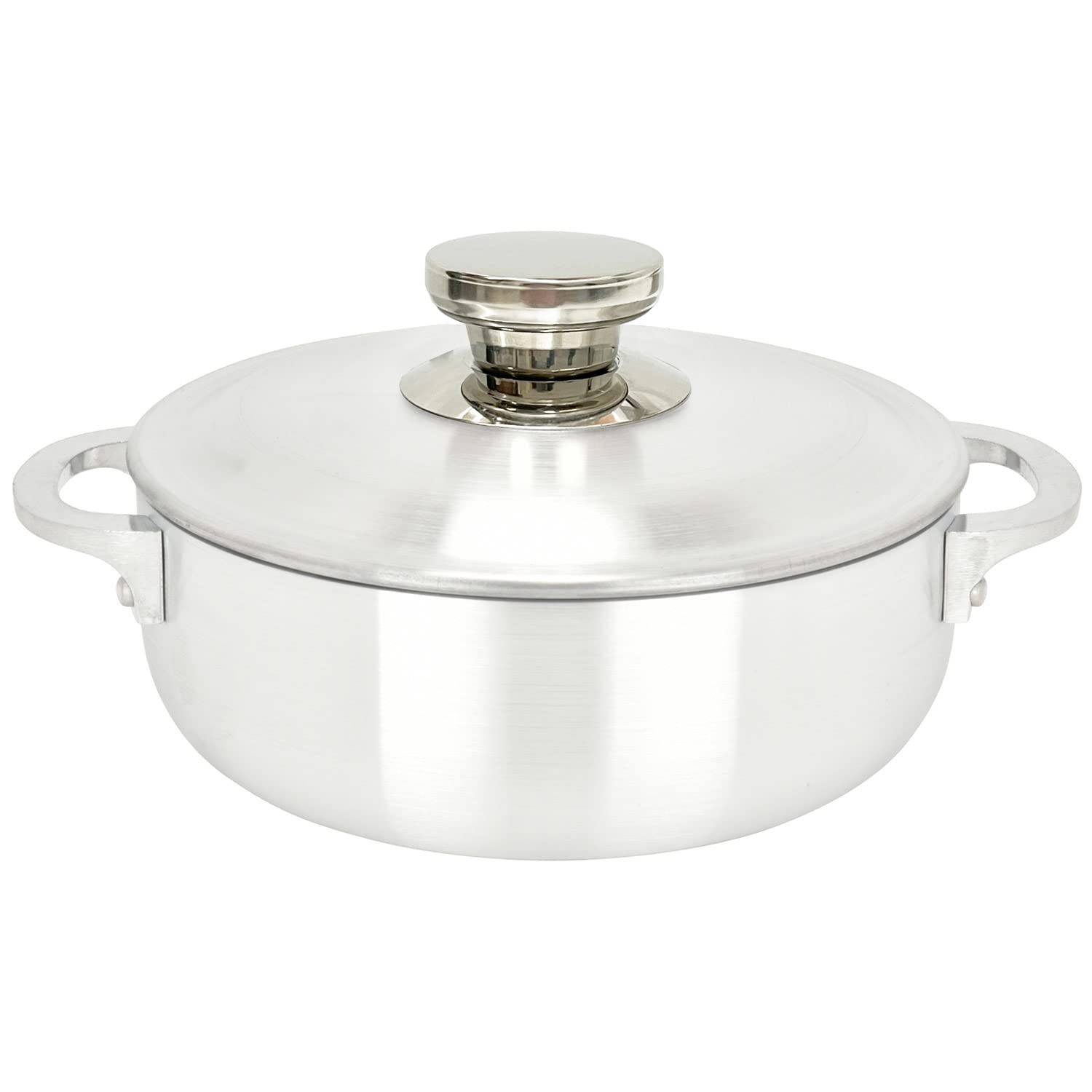 ALUMINUM CALDERO STOCK POT by Chef Pro, Aluminum, Superior Cooking Performance for Even Heat Distribution, Perfect For Serving Large and Small Groups, Riveted Handles, Commercial Grade (1.9 Quart)