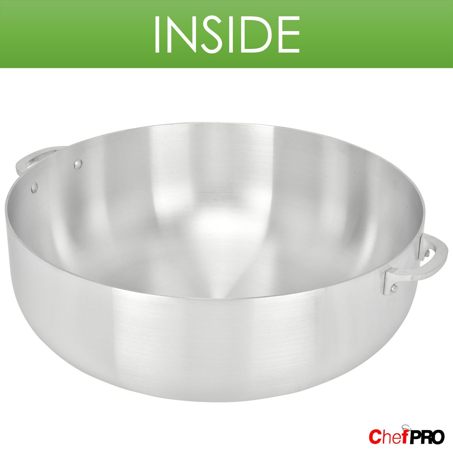 ALUMINUM CALDERO STOCK POT by Chef Pro, Aluminum, Superior Cooking Performance for Even Heat Distribution, Perfect For Serving Large and Small Groups, Riveted Handles, Commercial Grade (1.9 Quart)