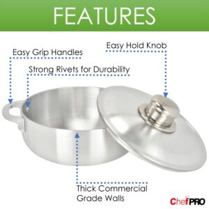 ALUMINUM CALDERO STOCK POT by Chef Pro, Aluminum, Superior Cooking Performance for Even Heat Distribution, Perfect For Serving Large and Small Groups, Riveted Handles, Commercial Grade (1.9 Quart)