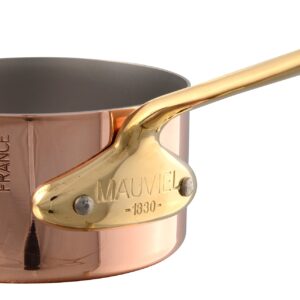 Mauviel M'Minis Polished Copper & Stainless Steel Sauce Pan With Brass Handle, 3.5-in, Made in France