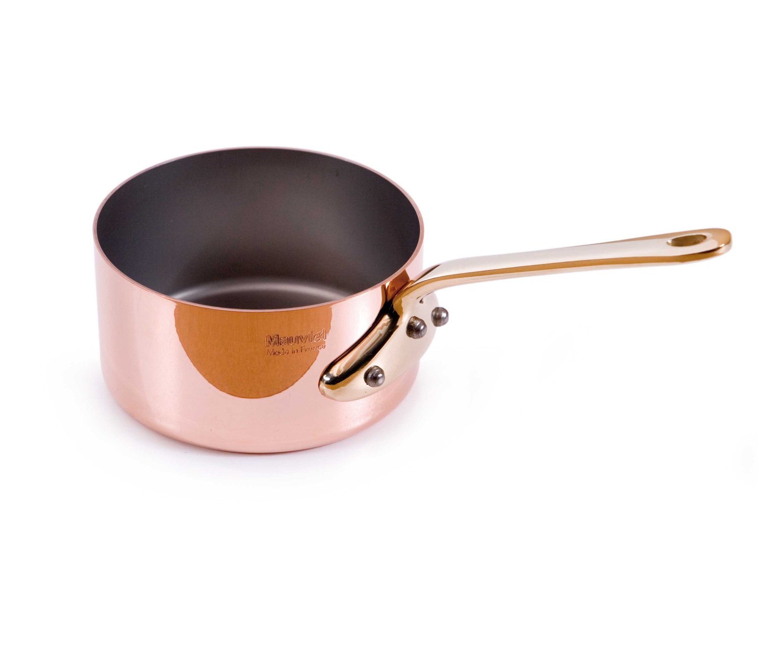 Mauviel M'Minis Polished Copper & Stainless Steel Sauce Pan With Brass Handle, 3.5-in, Made in France