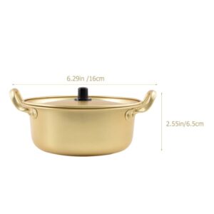 OUNONA Korean Food Ramen Noodle Pot:Hot Shin Ramyun Aluminum Pot with Lid Spoon and Chopsticks Ramyun Cooker for Cooking, Soup, Pasta