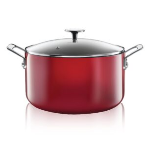 granitestone diamond 5 qt nonstick stock pot soup pot pasta pot stew pot with tempered glass lid-oven & dishwasher safe-100% pfoa free - red