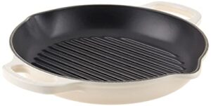 le creuset enameled cast iron signature deep round grill, 9.75", meringue