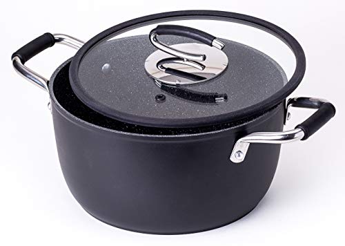 Vesuvio 5 Quart Nonstick Dutch Oven :: Nontoxic Ceramic Coated Stock Pot with Oven Safe Glass Lid