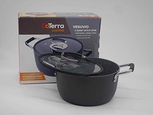 Vesuvio 5 Quart Nonstick Dutch Oven :: Nontoxic Ceramic Coated Stock Pot with Oven Safe Glass Lid