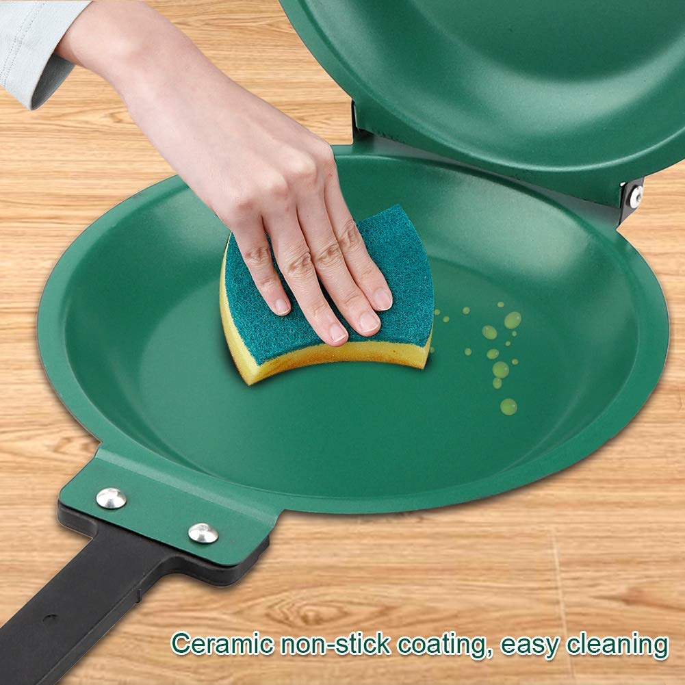 Omelette Pan, Omelette Maker, Omelet Maker Nonstick, Double Side Non-stick Ceramic Coating Flip Frying Pan Easy Flip Pancake Maker Household Kitchen Cookware Chef's Pans(Green)