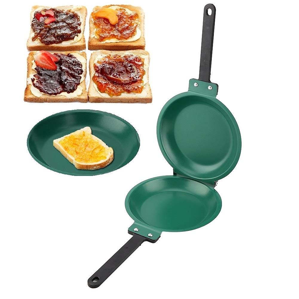 Omelette Pan, Omelette Maker, Omelet Maker Nonstick, Double Side Non-stick Ceramic Coating Flip Frying Pan Easy Flip Pancake Maker Household Kitchen Cookware Chef's Pans(Green)