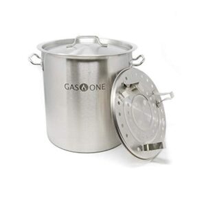 gasone stainless steel stock pot with steamer 6-gallon with lid/cover & steamer rack, tamale, dumpling, crawfish, crab pot/steamer thickness 1mm perfect for homebrewing & boiling sap for maple syrup