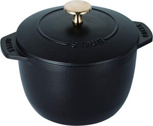 staub 40509-655 la cocotte de gohan, black, m, 6.3 inches (16 cm), rice pot, 2 cups, cast iron, enameled pot, induction compatible, rice cooker, authentic japanese product