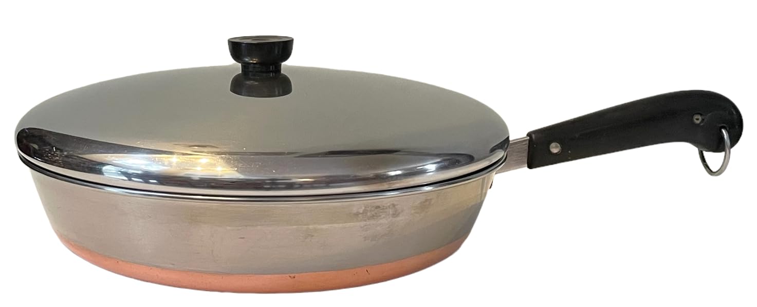 12" Revere Ware Copper Clad Frying Pan with Lid