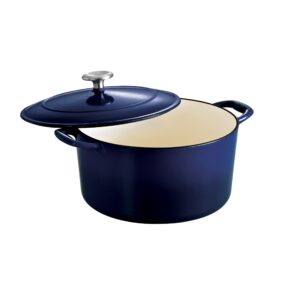 tramontina covered round dutch oven enameled cast iron 6.5-quart gradated cobalt, 80131/076ds