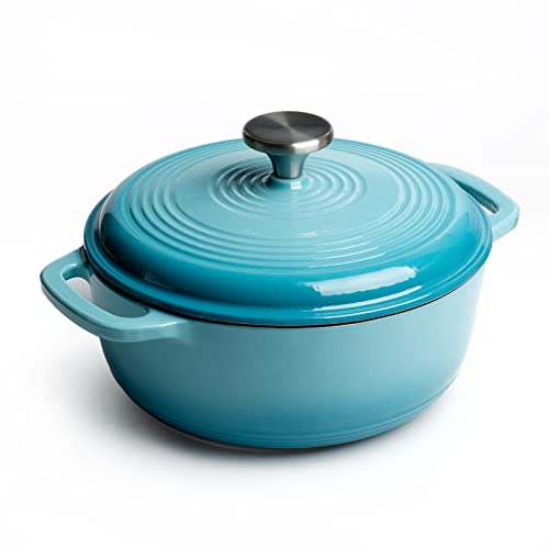 NUTRIUPS Enameled Cast Iron Dutch Oven Pot with Lid Cast Iron Pot 3-Quart (Gradient Blue)