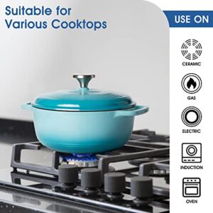 NUTRIUPS Enameled Cast Iron Dutch Oven Pot with Lid Cast Iron Pot 3-Quart (Gradient Blue)