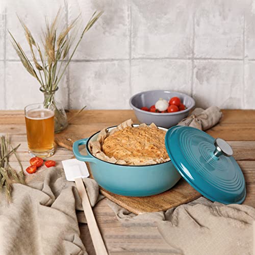 NUTRIUPS Enameled Cast Iron Dutch Oven Pot with Lid Cast Iron Pot 3-Quart (Gradient Blue)