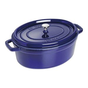 staub oval cocotte oven, 7 quart, dark blue