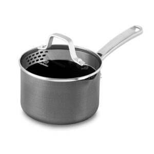 calphalon classic nonstick 1.5 qt. covered saucepot, black anodized aluminum construction