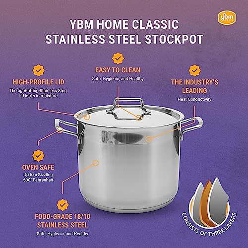 Hascevher Industry Leading Commercial - Grade 18/10 Stainless Steel Stock Pot with Cover 5 Quart, Induction Compatible