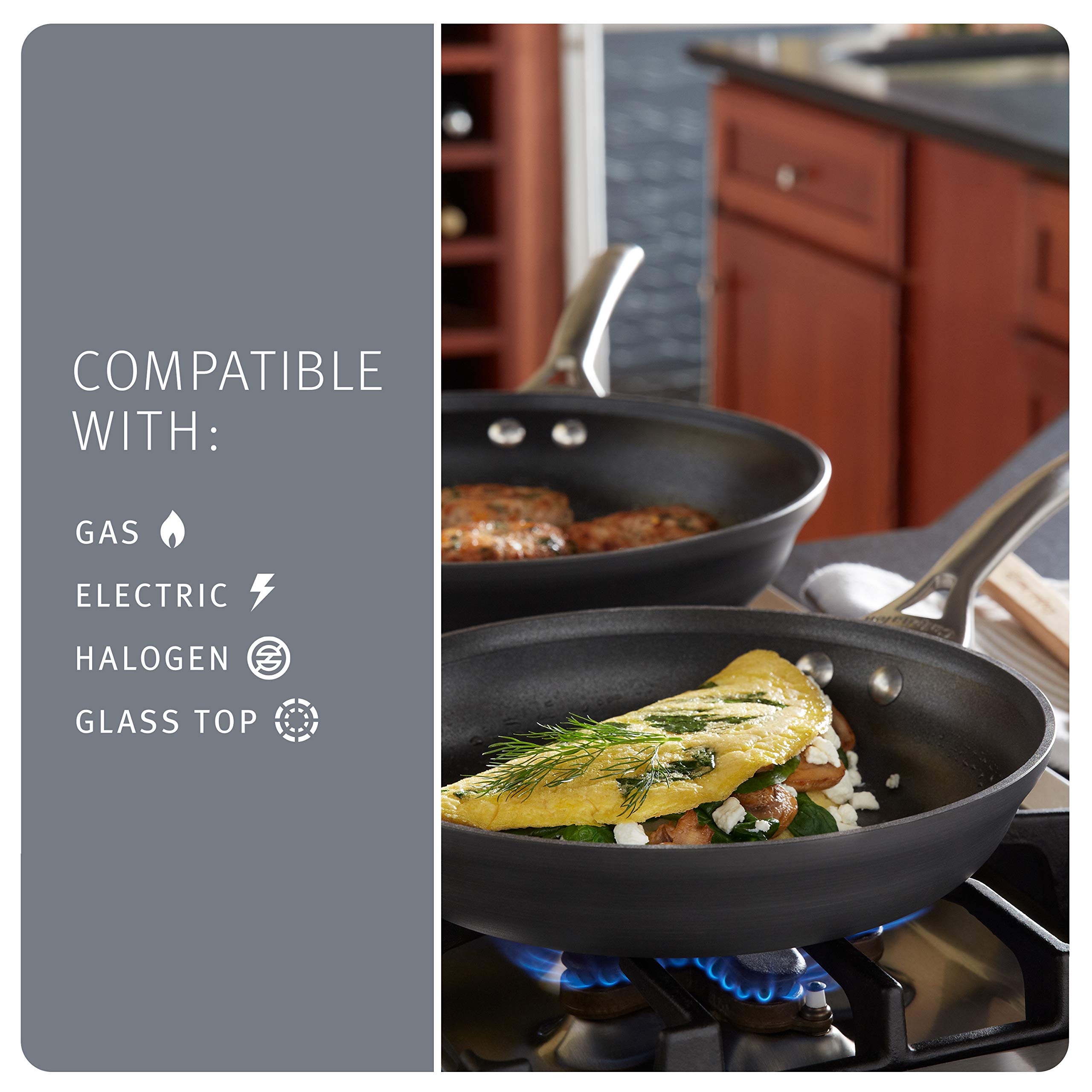 Calphalon Contemporary Hard-Anodized Aluminum Nonstick Cookware, Omelette Pan, 10-inch and 12-inch Set, Black