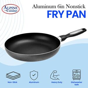 Alpine Cuisine Fry Pan 6-Inch Nonstick Coating Gray, Frying Pans Nonstick for Stove with Stay Cool & Comfortable Handle, Durable Nonstick Cookware, Ideal for Family