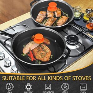 MICHELANGELO Cast Iron Skillet Set 8 Inch & 10 Inch &12 Inch, Preseasoned Cast Iron Skillets With Lid, Iron Skillets for Cooking with Silicone Handle & Scrapers, 8'' & 10" & 12"