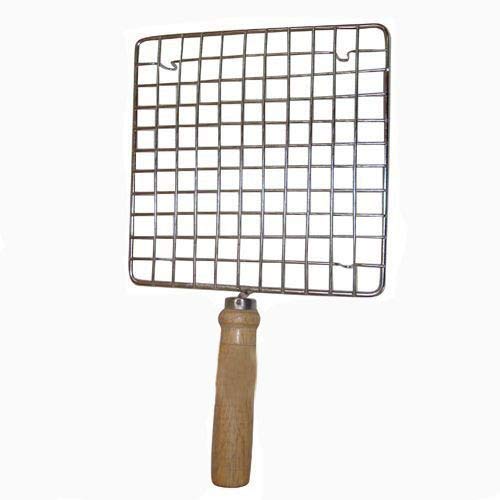 YADNESH Stainless Steel Wire Roaster Papad Jali Roasting Net Roast Grill Chapati Toast Wooden Round Handle (7.5 Inch)