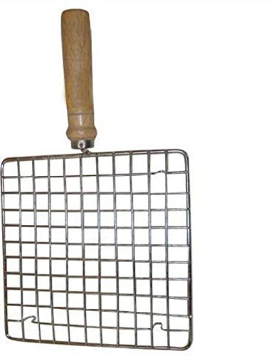 YADNESH Stainless Steel Wire Roaster Papad Jali Roasting Net Roast Grill Chapati Toast Wooden Round Handle (7.5 Inch)