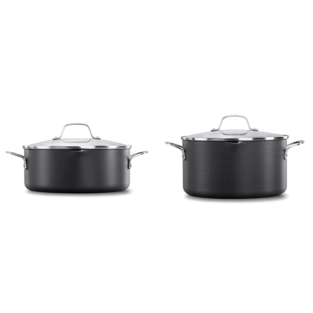 Calphalon Classic Hard-Anodized Nonstick Cookware, 5-Quart Dutch Oven with Lid & Classic Hard-Anodized Nonstick Cookware, 7-Quart Dutch Oven with Lid